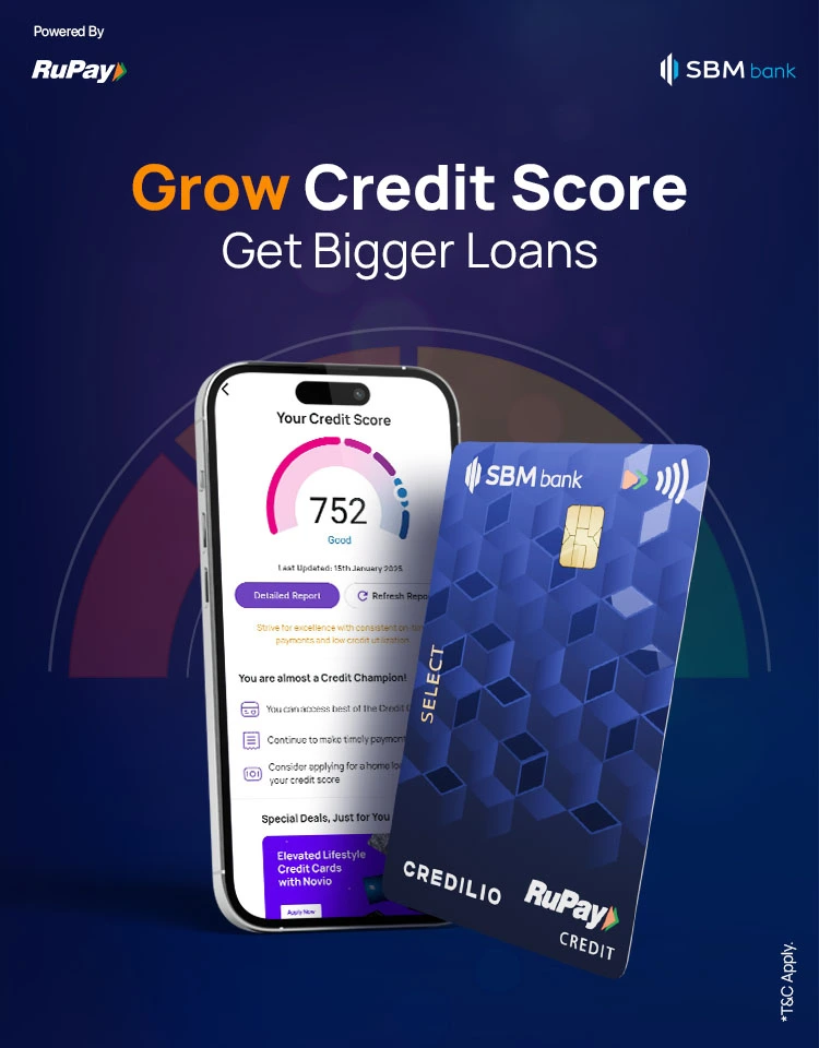 Get UPI-enabled SBM Credilio Credit Card. Card Assured.